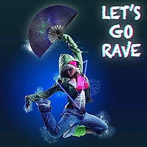 OMyTea Rave Clack Hand Fan for Men/Women - Large Chinese Japanese Bamboo Folding Handheld Fan - for EDM, Music Festival, Club, Event, Party, Dance, Performance, Decoration, Gift (Illusion Trippy)