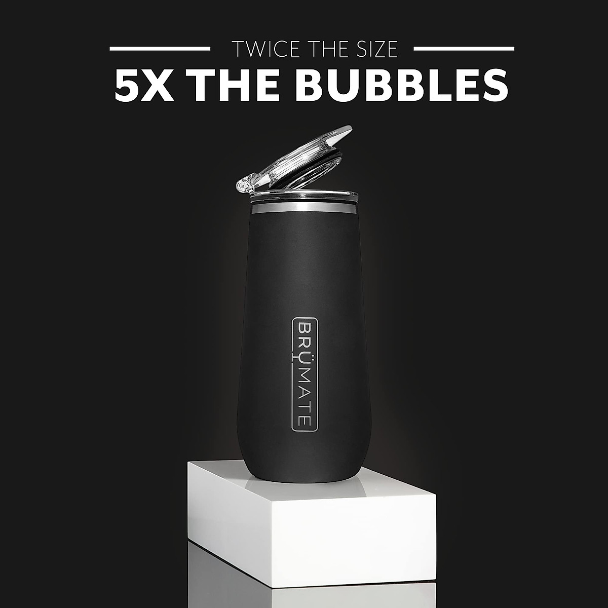 BrüMate 12oz Insulated Champagne Flute With Flip-Top Lid - Made With Vacuum Insulated Stainless Steel (Glitter Merlot)