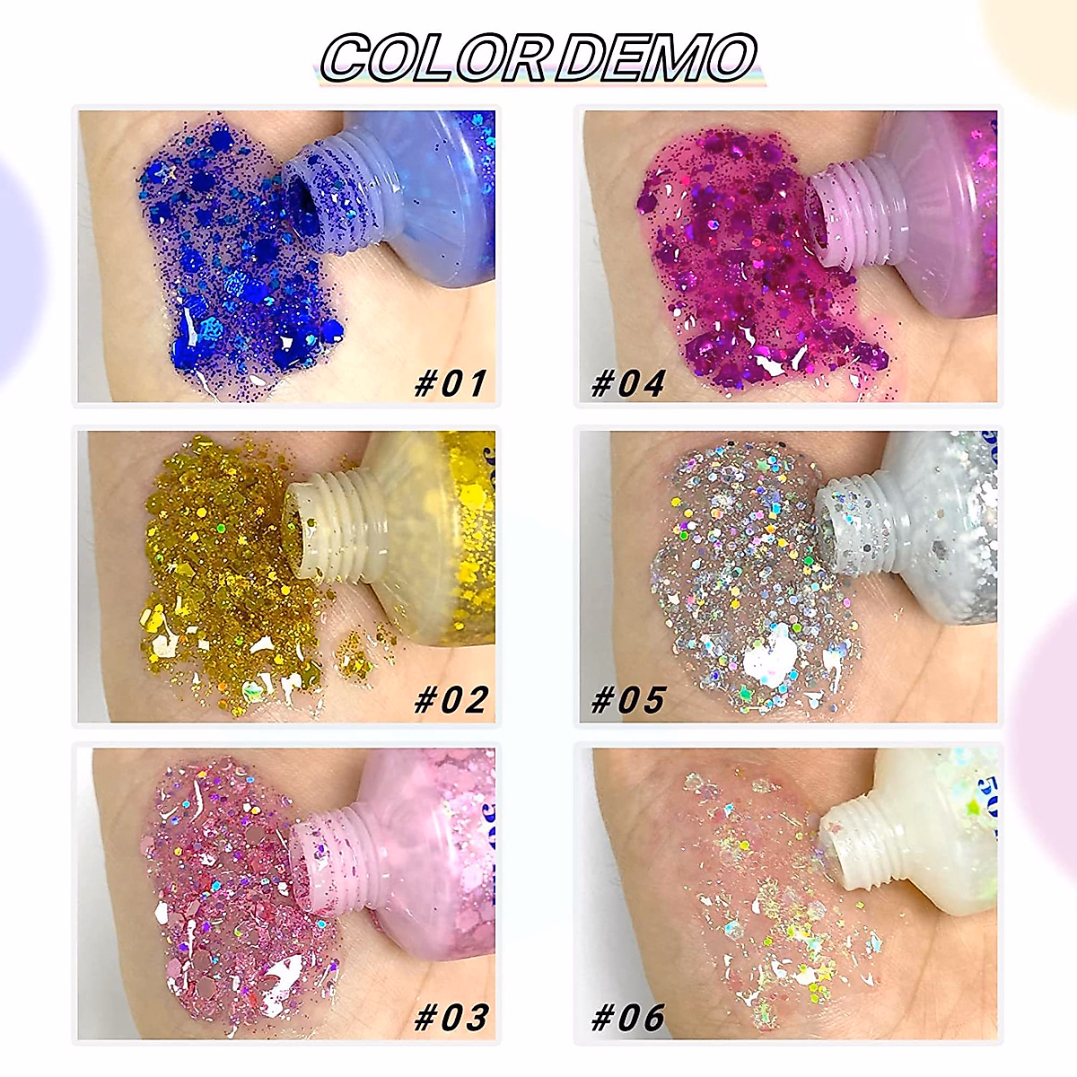 CCbeauty Hot Pink Body Glitter,Face Glitter Gel,Singer Concerts Music Festival Rave Accessories,Sequins Glitter Face Paint,Chunky Glitter for Eye Lip Hair,Sparkling Holographic Gel for Women,50ml