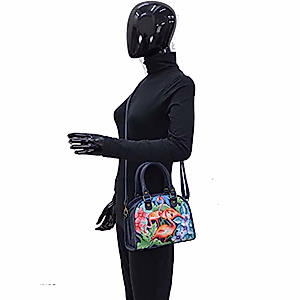 Anna by Anuschka Hand Painted Women’s Genuine Leather Convertible Satchel -Flamingo Fever