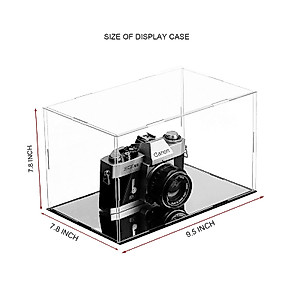 Clear Acrylic Display Case,Self-Assembly Display Box with Black Acrylic Base,Countertop Box Cube Organizer Stand Riser Dustproof Protection Showcase for Action Figures Toys Collectibles(9.5x8x8 inch)