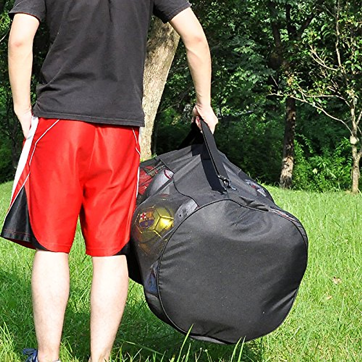 Eco Walker Ball Bag Large Capacity (Holds 16 Soccer Balls) Heavy Duty Mesh Drawstring with Adjustable Shoulder Strap and Thick Handle