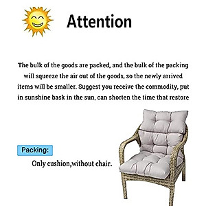 SEAHOME Patio High Back Chair Cushion, Chair Seat Pads with Non-Slip String Ties,All Weather Rocker Replacement Cushions for Indoor Outdoor Use, Patio Wicker Furniture Cushion (Grey)