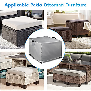 Kovshuiwe Outdoor Patio Ottoman Cover, Waterproof Patio Ottoman Cover,Gray 1Pcs-25 L x 25" W x 17" H