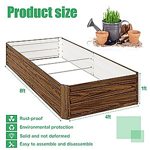 SnugNiture Galvanized Raised Garden Bed 8x4x1FT Outdoor Large Metal Planter Box Steel Kit for Vegetables, Flowers, Herbs, and Succulents