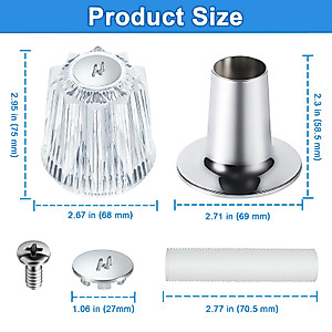 UCDETD Shower Knobs 3 Piece Replacement and Flange Base, Clear Acrylic Plastic Hot/Cold/Diverter Shower Knob Compatible with Price Pfister Contessa and Windsor Bathtub Shower Faucet Handle