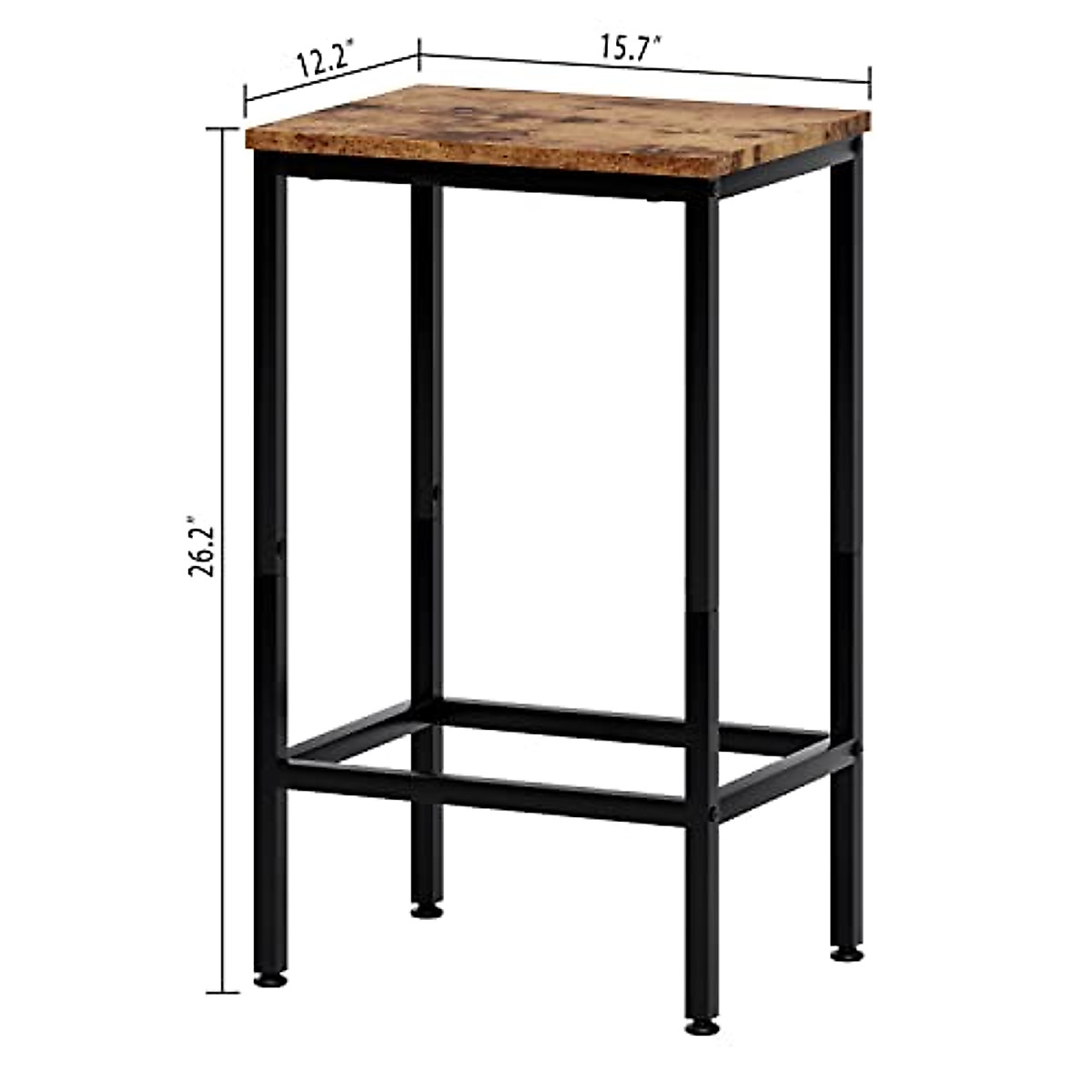 Masupu Bar stools Set of 2,Kitchen Breakfast Bar Chairs with Footrest,25.8" Barstools,Rectangular Industrial Counter Stools,Adjustable Feet, for Dining Room, Kitchen, Easy Assembly, Rustic Brown