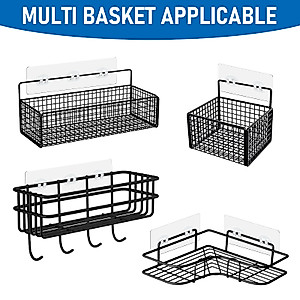 WLLHYF 12 Pcs Shower Adhesive Hooks Shower Caddy Adhesive Replacement, Transparent Strong Hook Strip Waterproof No Drilling Organizer for Soap Holder, Kitchen Racks (4 Double + 2 Claws)