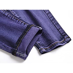 Men's Ripped Distressed Destroyed Straight Slim Fit Denim Jeans,705 Purple,Size 32