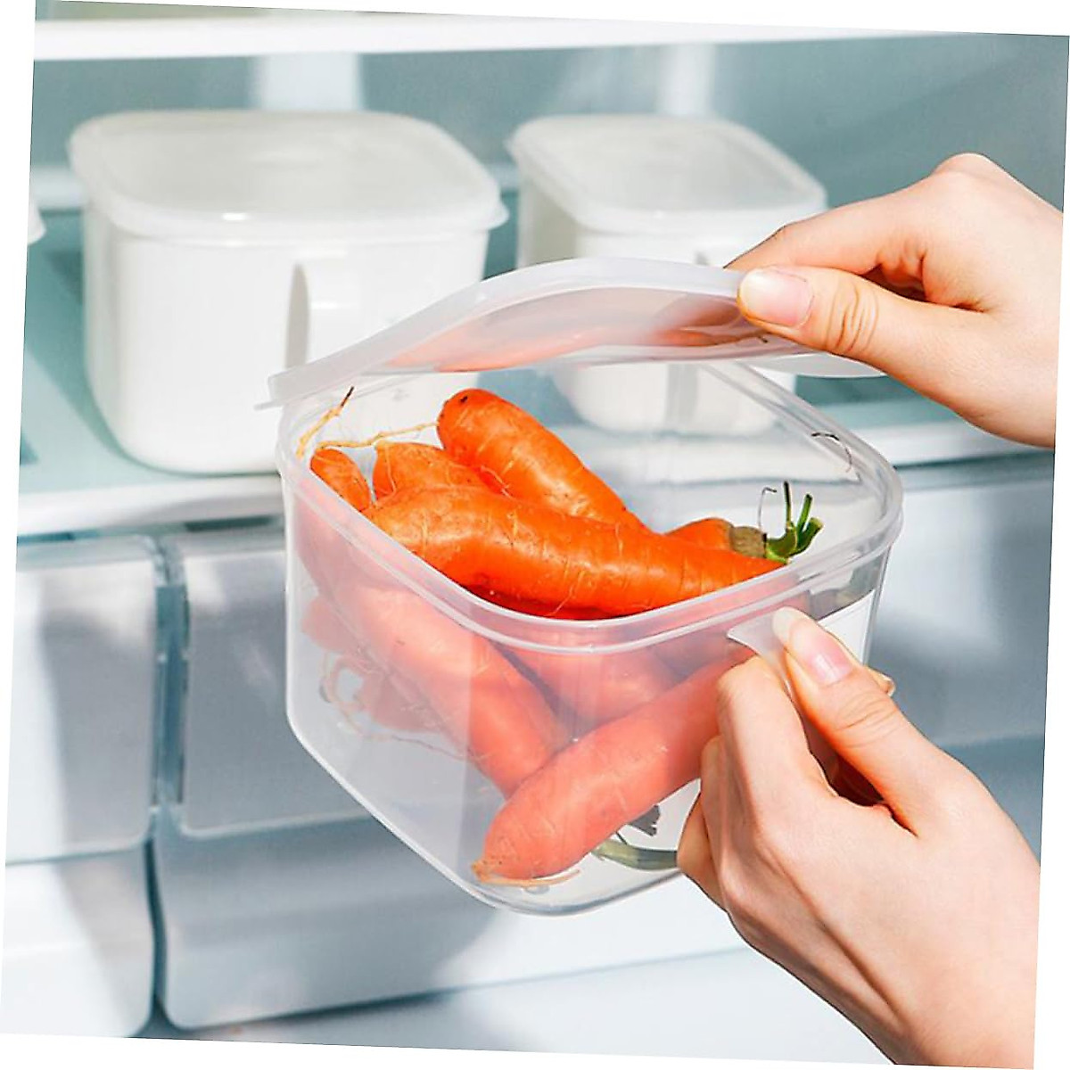 IMIKEYA Airtight Food Storage Container Handles 2-piece Set Home Food Containers Dry Food Can Kitchen Snack Box Plastic