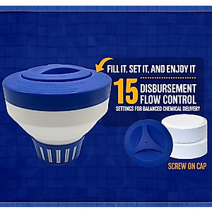 Poolzilla Deluxe Chlorine Feeder, Adjustable Collar Design for Optimal Dispersion, Can Hold Chlorine Tablets up to 3”