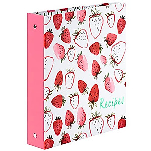 C.R. Gibson Strawberry Fields Pocket Page 3-Ring Card Book Binder Recipe Cards & Holder, 8.32" W x 9.4" L, Multicolor