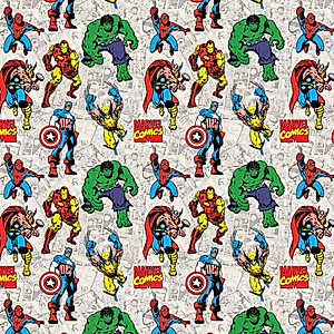 Marvel Comic Heroes Superimposed Characters Premium Quality 100% Cotton Fabric Sold by The Yard