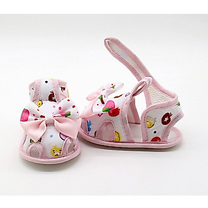 WUAI-Baby Shoes Infant Boys Girls Summer Sandals Rubber Sole Anti-Slip Sneakers Prewalkers First Walker Crib Shoes(Pink,0~6 Month)