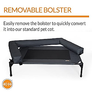 K&H PET PRODUCTS Original Bolster Pet Cot Elevated Pet Bed with Removable Bolsters Charcoal/Black Mesh Small 17 X 22 X 7 Inches