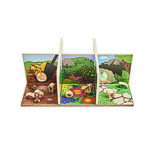 THE FRECKLED FROG Pretend 'N' Play Minibeasts - Set of 11 Bug Blocks Plus Illustrated Habitat Pieces - Ages 2+ - Wooden Insect Block Play Toy for Toddlers