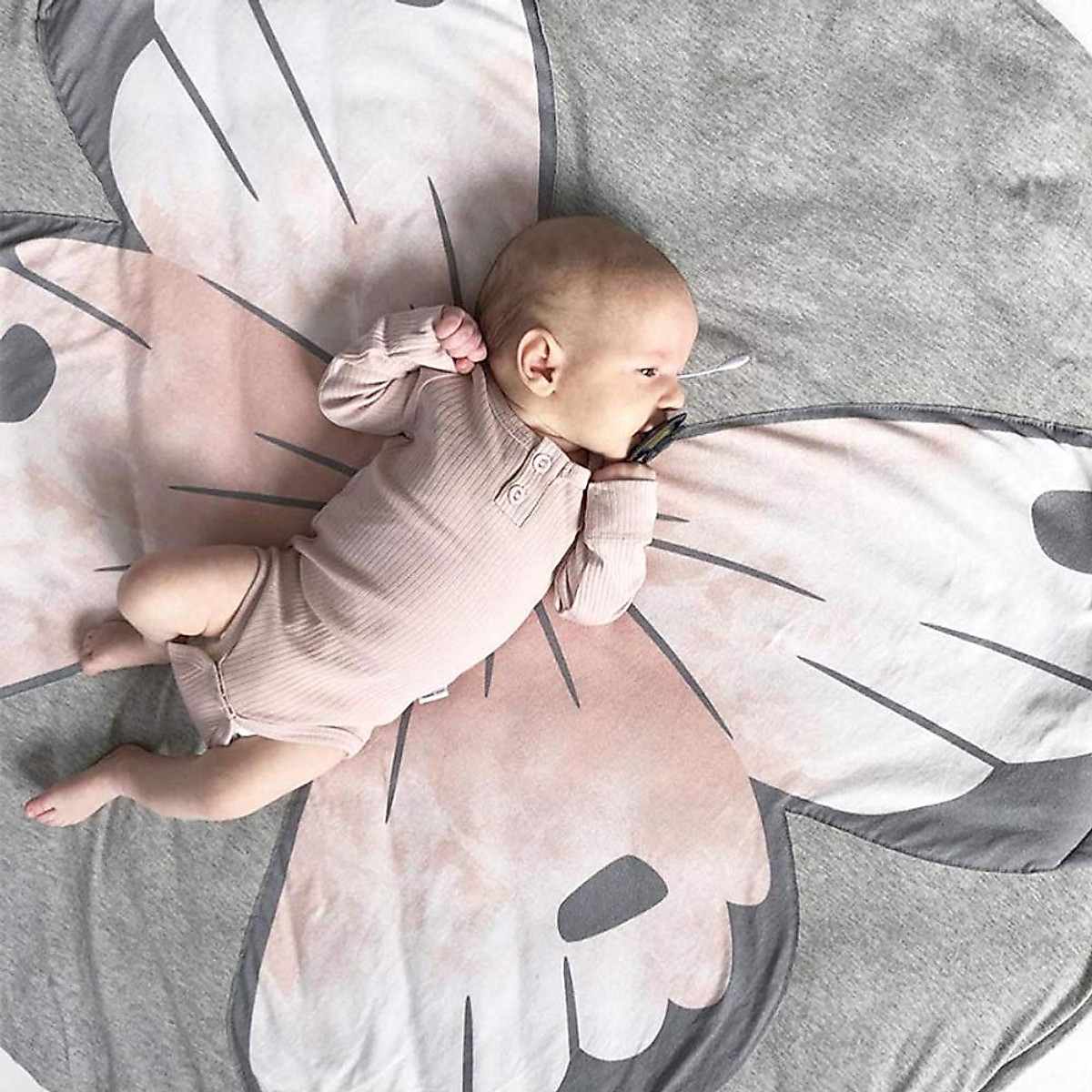USTIDE Baby Rugs, Creeping Crawling Mat,Nursery Rug for Baby Girl, Children Anti-Slip Game Mat Cotton Floor Play Mat Blanket Play Carpet Kids Room Decor 37.4 x 37.4 (Butterfly)