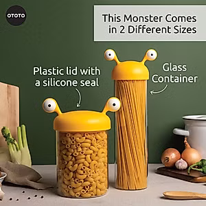 OTOTO Noodle Monster Kitchen Canisters Glass Pantry Storage Containers With Lids, Spaghetti Container Storage, Pasta Containers For Pantry, Airtight Food Storage Containers, Kitchen Gadgets