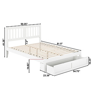 AFI Tahoe Twin XL Size Platform Bed with Foot Drawer & Charging Station in White