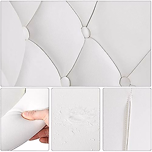 Yaheetech Vanity Chair Makeup Chair Swivel Accent Chair Height Adjustable Round Back Tilt Chair with Chrome Frame for Makeup Room, Living Room, White