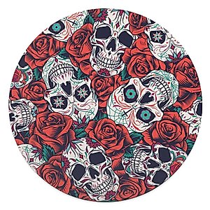 LAKIMCT Vintage Sugar Skull Rose Round Soft Baby Blankets for Boys Girls, Newborn Blanket for Suitable for Swaddling Sleep Stroller Cover Nursery Blanket, 35 Inch