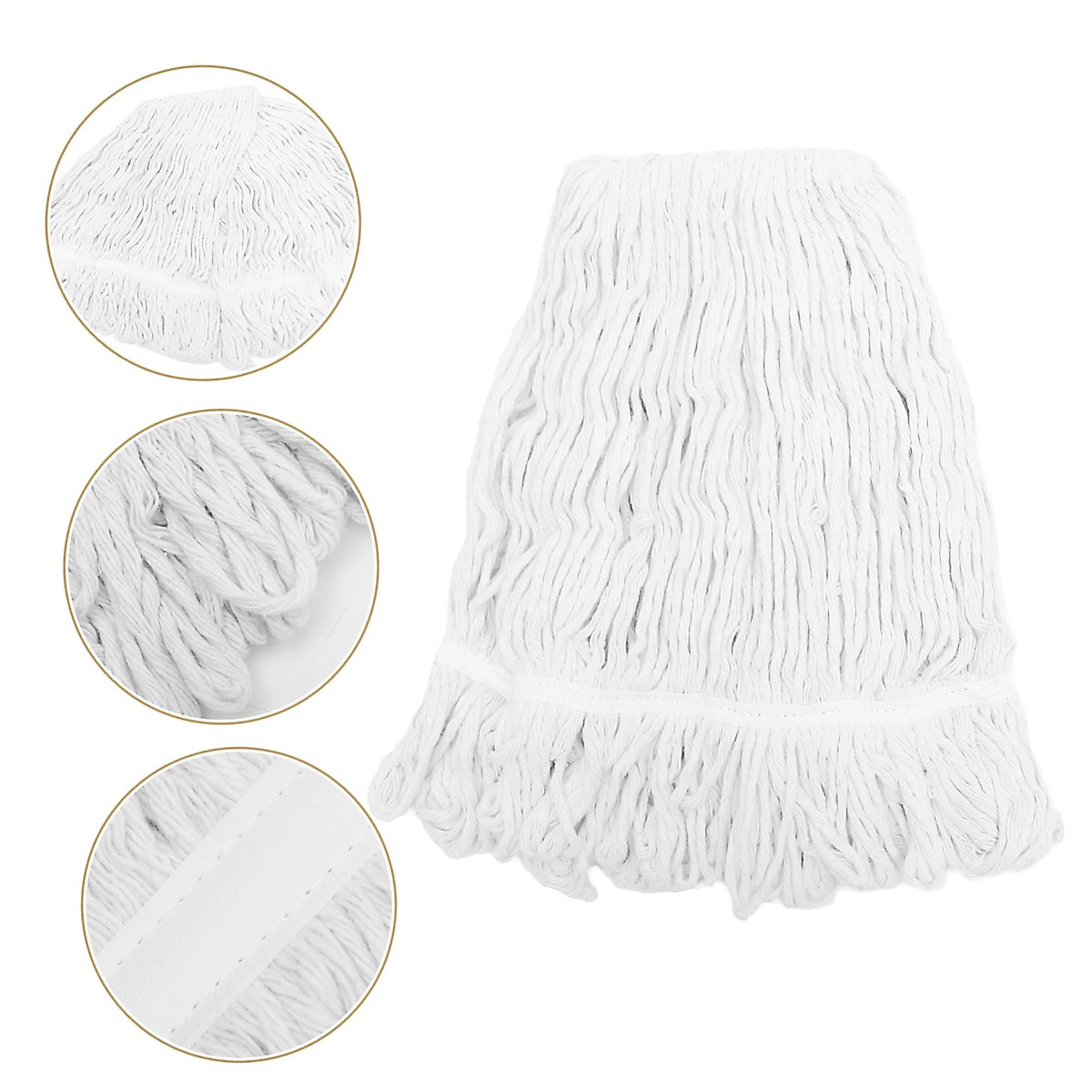 STOBAZA Mop Replacement Head Mop Head Floor Cleaning Mop Head Hardwood Floor Cleaner Wet Mop Head Refill Reusable Mop Pad Household Mop Pad Commercial Mop Head White Cotton Thread