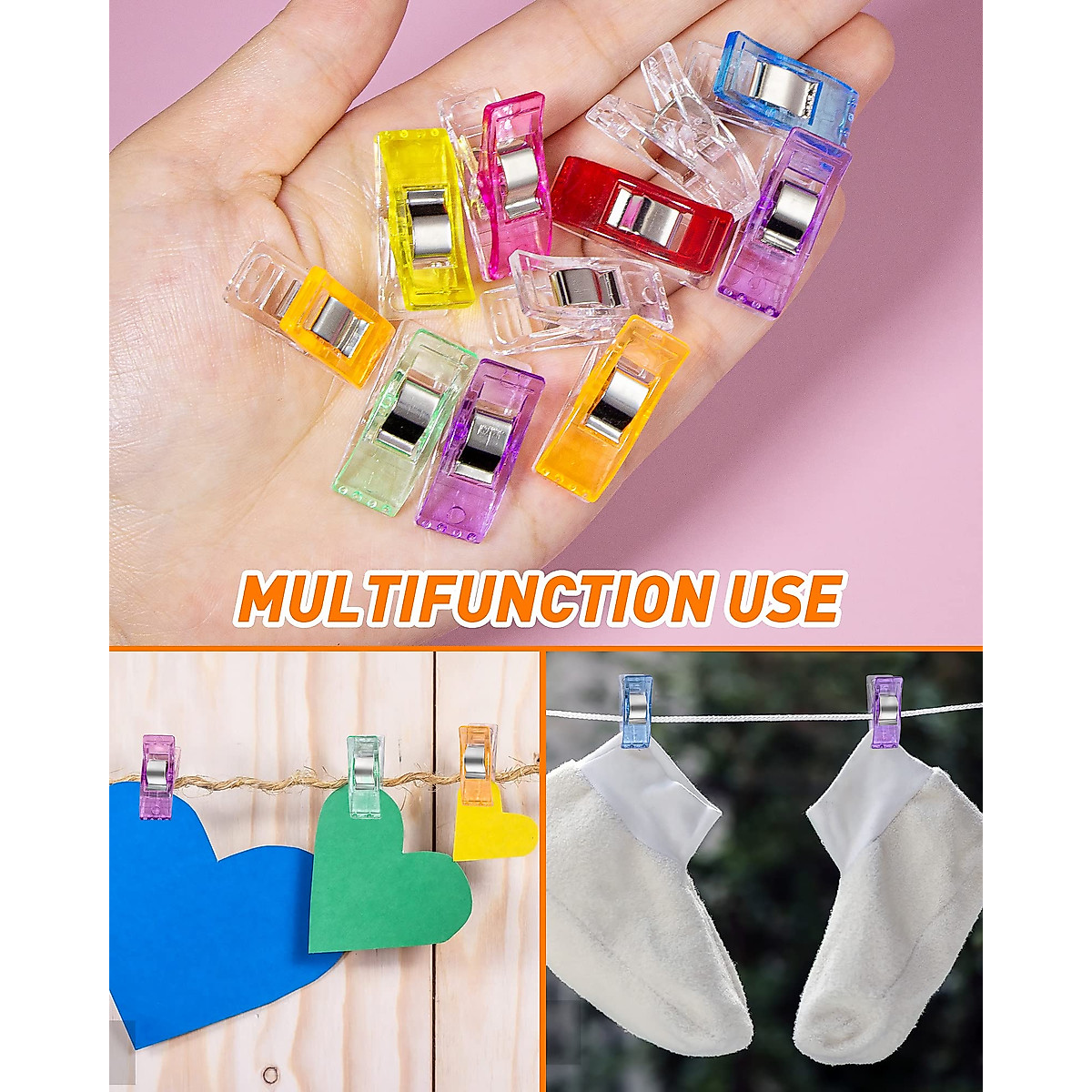 100pcs Multi-Purpose Fabric Sewing Clip，Mini Color Fabric Sewing Clips Quilting,Supply Craft Tools,Fastener Embroidery Crafts, Paper Products and Hanging Small Things,Very Durable Clip for Crafts