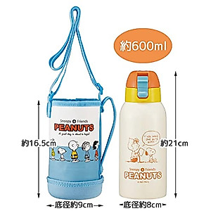 Skater KSTCH6-A Snoopy Two-Tone Water Bottle, 20.3 fl oz (600 ml), Cover Included