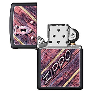 Zippo Lock Design Pocket Lighter, Black Matte Lock, One Size