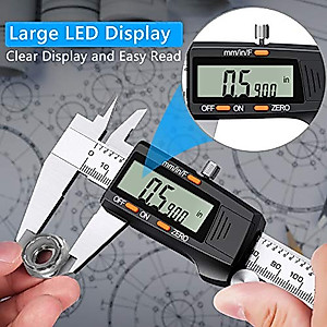 eSynic Digital Vernier Caliper 200 mm/ 8 Inch Stainless Steel Electronic Caliper Fractions/Inch/Metric Conversion Measuring Tool for Length Width Depth Inner Diameter Outer Diameter