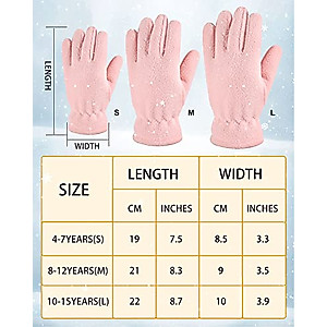 2 Pairs Kids Fleece Gloves Polar Full Finger Winter Warm Gloves Cold Weather Mittens for Boy Girl (Light Pink, Beige, Small, 4-7 Years)