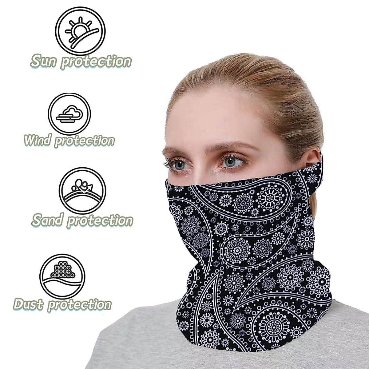 Neck Gaiter Face Cover Bandana Mask Scarf, Breathable Sun& Dust-proof for Cycling Running Fishing Hiking