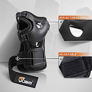 JBM Adult & Kid Full Protective Gear Set Multi Sport Helmet, Knee and Elbow Pads with Wrist Guards Protection for Biking,