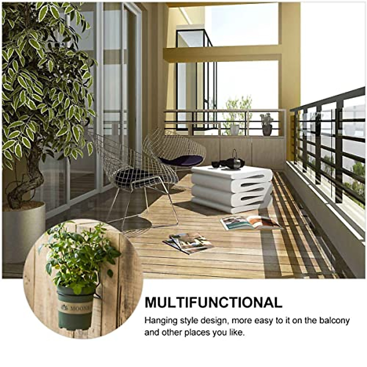 Happyyami 6 pcs Rings Railing Heavy Duty Hook Planter/Hanging Pots Wall Bonsai Decor Indoor Mounted for Home The Black Planters Over Outdoor Baskets Decoration Plants Balcony Fence Basket