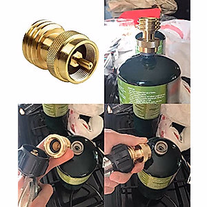 SHINESTAR Propane Tank Adapter 1lb to 20lb, Steak Saver for Disposable Throwaway Cylinder, Solid Brass