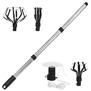 Hedday 12FT Light Bulb Changer for High Ceilings, Light Bulb Changer with Baskets and Suction Cup, High Reach Light Bulb Changer with Pole, Light Bulb Removal Tool