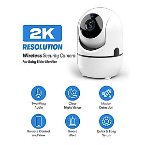 Security-Camera-for-Baby-Monitor-2K Wi-Fi Cameras-for-Home-Security, Pan/Tilt/Zoom Indoor Camera Wireless with Phone APP, 2-Way Audio, Motion Detection, Night Vision