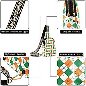Women Crossbody Sling Backpack St-patrick-green-orange-plaid Girl Chest Bag Daypack for Hiking Traveling