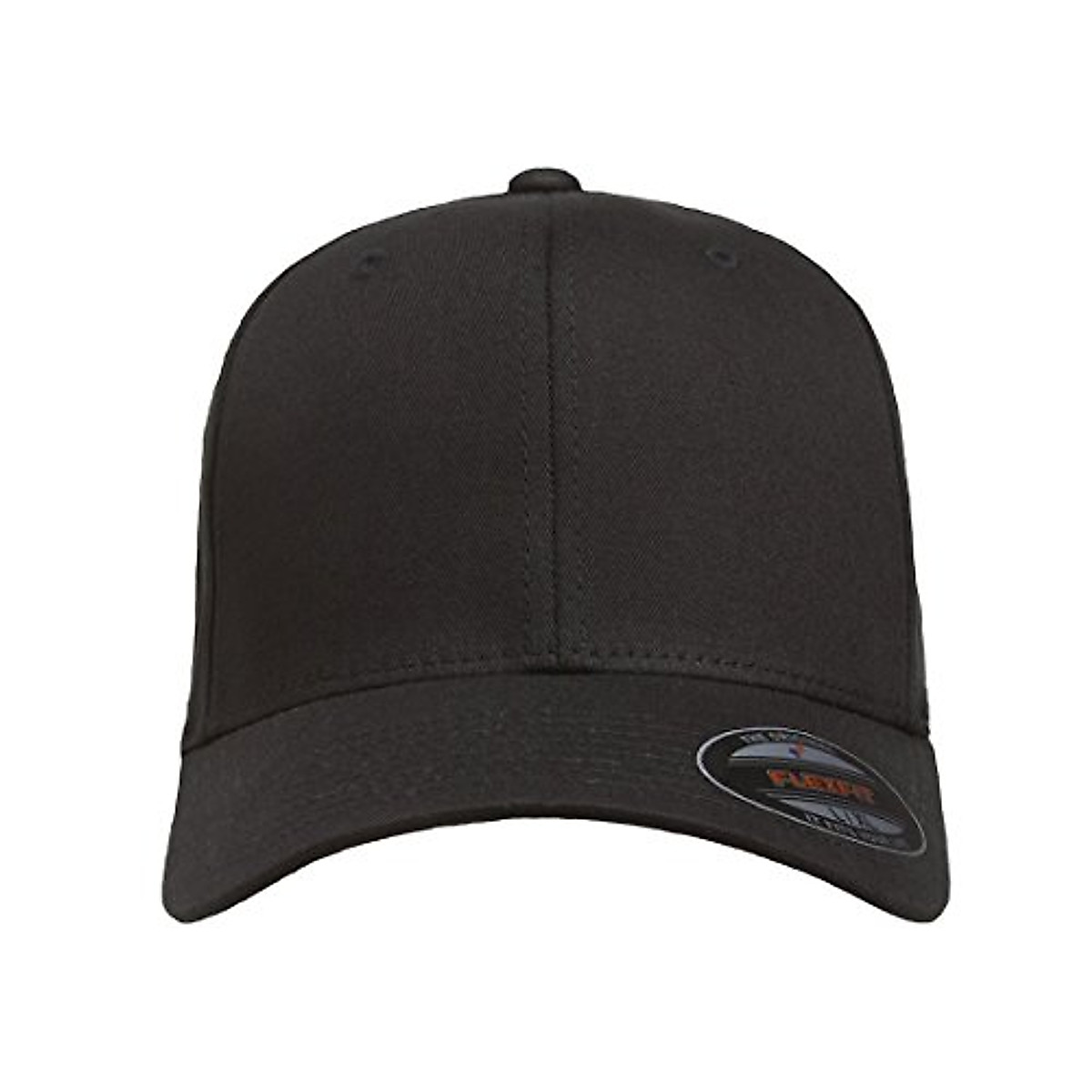 Flexfit Mens Cotton Twill Fitted Baseball Cap, Black, Large-X-Large US