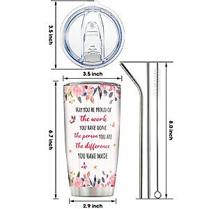 CGMIBAS Retirement Gifts Tumbler Cup 20Oz, Happy Retired Coffee Travel Mug, Retirement Drinking Cup, Retirement Mug Gifts for Women Friends Nurse Teacher