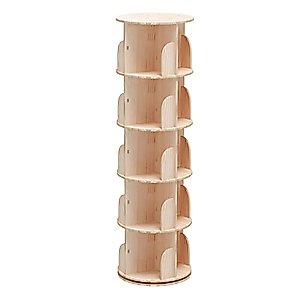 5 Tier 360° Rotating Stackable Shelves Bookshelf Organizer 360 Display Rotating Bookshelf Wood Book Shelf Organizer for Bedroom, Living Room, Study Room - Intexca