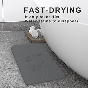 Stone Bath Mat, Non-Slip Diatomaceous Stone Drying Bath Mat for Bathroom Floor and Kitchen Counter, Easy to Clean (23.6 x 15.4 inch)