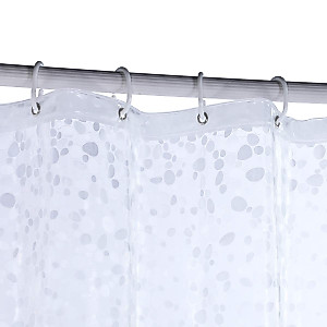 WellColor Short Shower Curtain Liner 65 inch, Pebble Translucent EVA Bath Shower Liners, Heavy Duty, Cobblestone, 72 x 65 inch