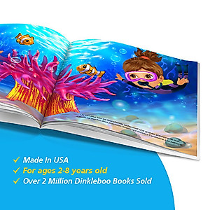 Personalized Story Book by Dinkleboo - "The Underwater Adventure" - for Kids Aged 0 to 8 Years Old - A Story About Exploring The Sea and Meeting Magnificent Sea Creatures - Soft Cover (8"x 8")