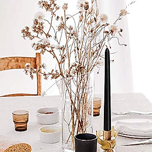 Tonsooze Black Taper Candles, 14 pcs Unscented Candles, 10 inch High, 3/4 inch Thick - 7.5 Hours Burning (Black)