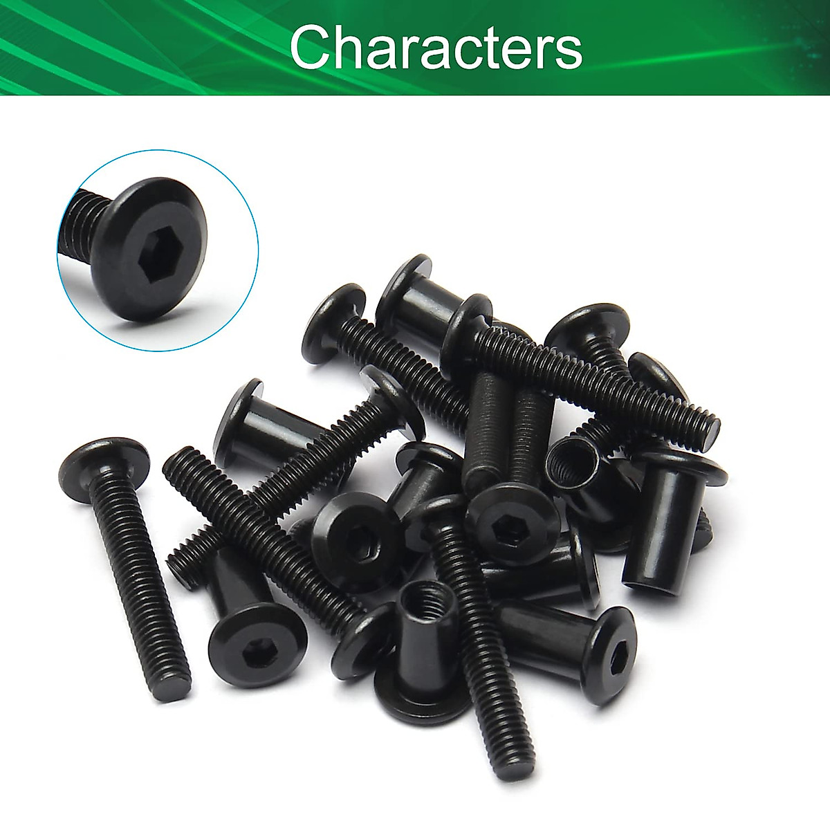 Yinpecly 10Pcs Screw Post Fit for 5/16"(8mm) Hole Dia, Male M6x35mm Belt Buckle Binding Bolts for Scrapbook Photo Albums Binding and Leather Saddles Purses Belt Repair, Carbon Steel Black Tone