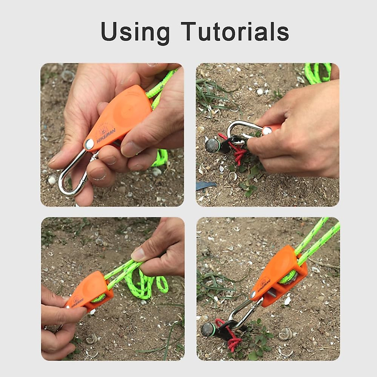 Adjustable Rope Hanger 1/8" Ratchet Hanger Rope 16.4ft Length Clip Heavy Duty Strap for Clothes Hanging and Camping Wind Rope