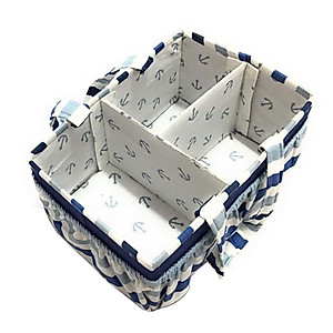 Bacati Little Sailor Nursery Fabric Storage Caddy with Handles, Blue