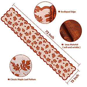 Fall Table Runner Decor 13 x 72 Inch Maple Leaves Lace Table Runner - Fall Decorations for Home Party Wedding Gifts, Harvest Autumn Decor for Dining Table Friendsgiving Thanksgiving Table Decorations