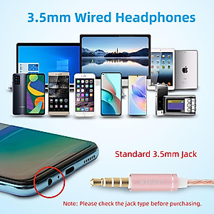 ibrain Air Tube Headphones Air Tube Earbuds for Protection Airtube Headset with Microphone in Ear Earphones Wired Compatible with 3.5mm Jack for Safe and Healthy Listening - Rose Gold